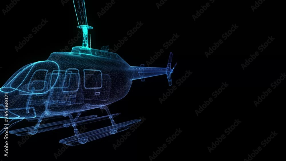 Helicopter formation from abstract polygonal line. Digital technology ...