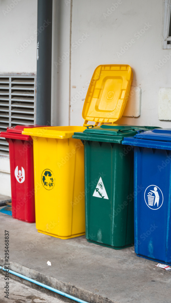Garbage Trash Bins for collecting a recycle materials. Garbage trash ...