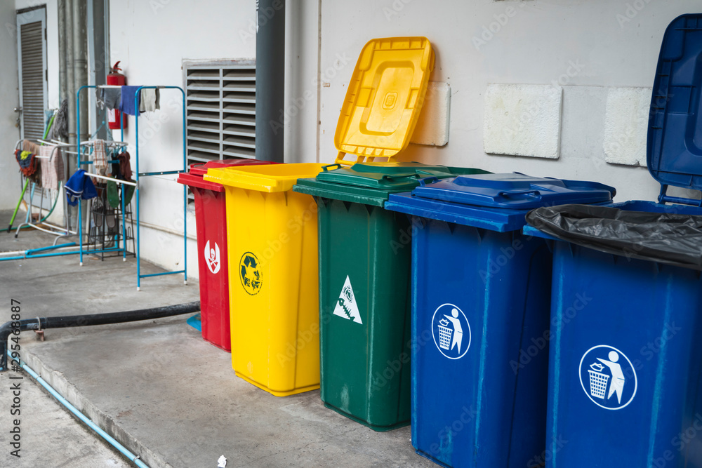 Garbage Trash Bins for collecting a recycle materials. Garbage trash ...