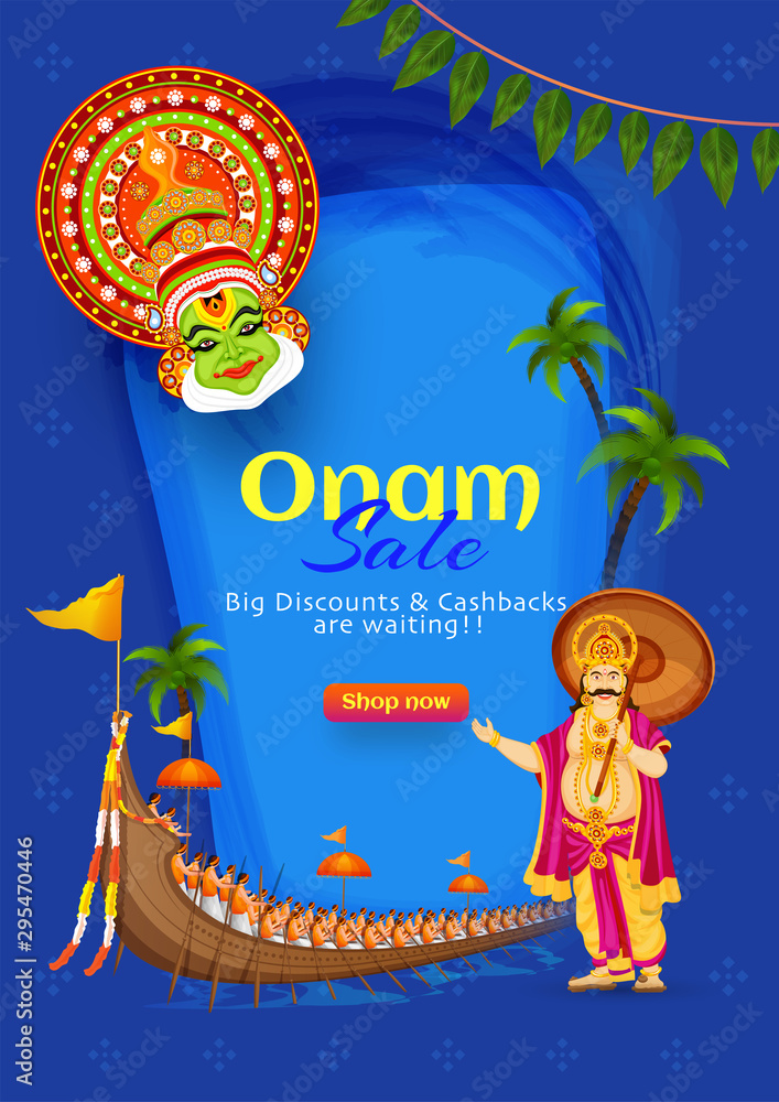 Onam Sale template or flyer design with Big Discount & Cashback offer ...