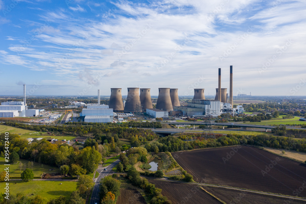 Aerial photo of the Ferrybridge Power Station located in the Castleford ...