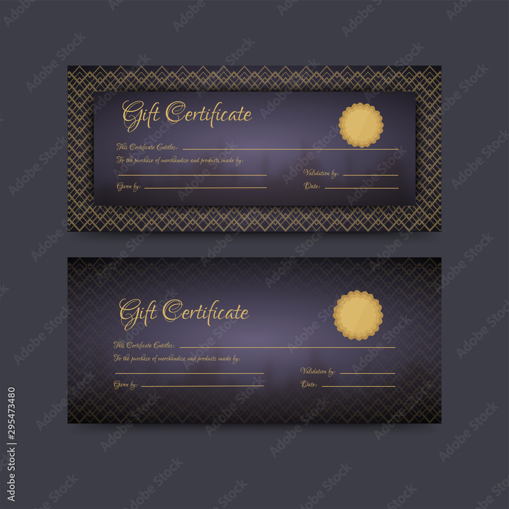 Horizontal Gift Certificate or voucher layout in two option. Stock ...