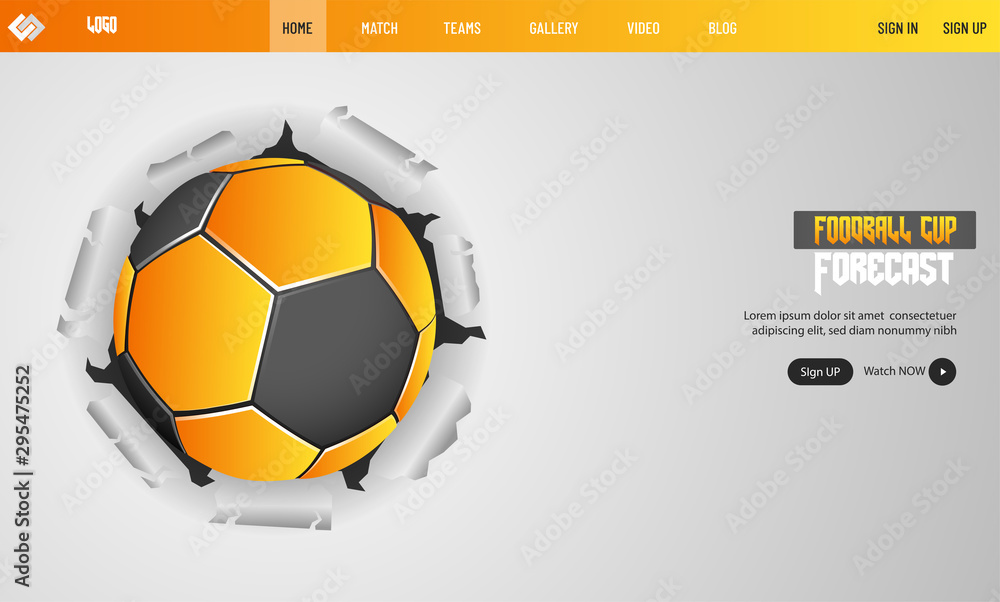 Torn paper style landing page design for soccer tournament with ...