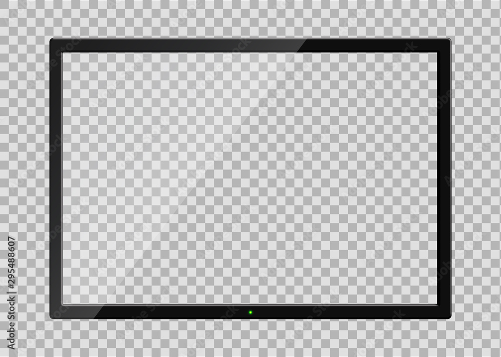 Tv screen with glass reflection on transparent background. Tv monitor ...