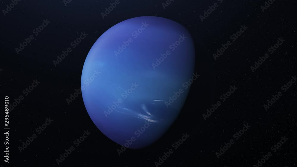 Amazing abstraction of blue Neptune planet rotating among endless stars ...