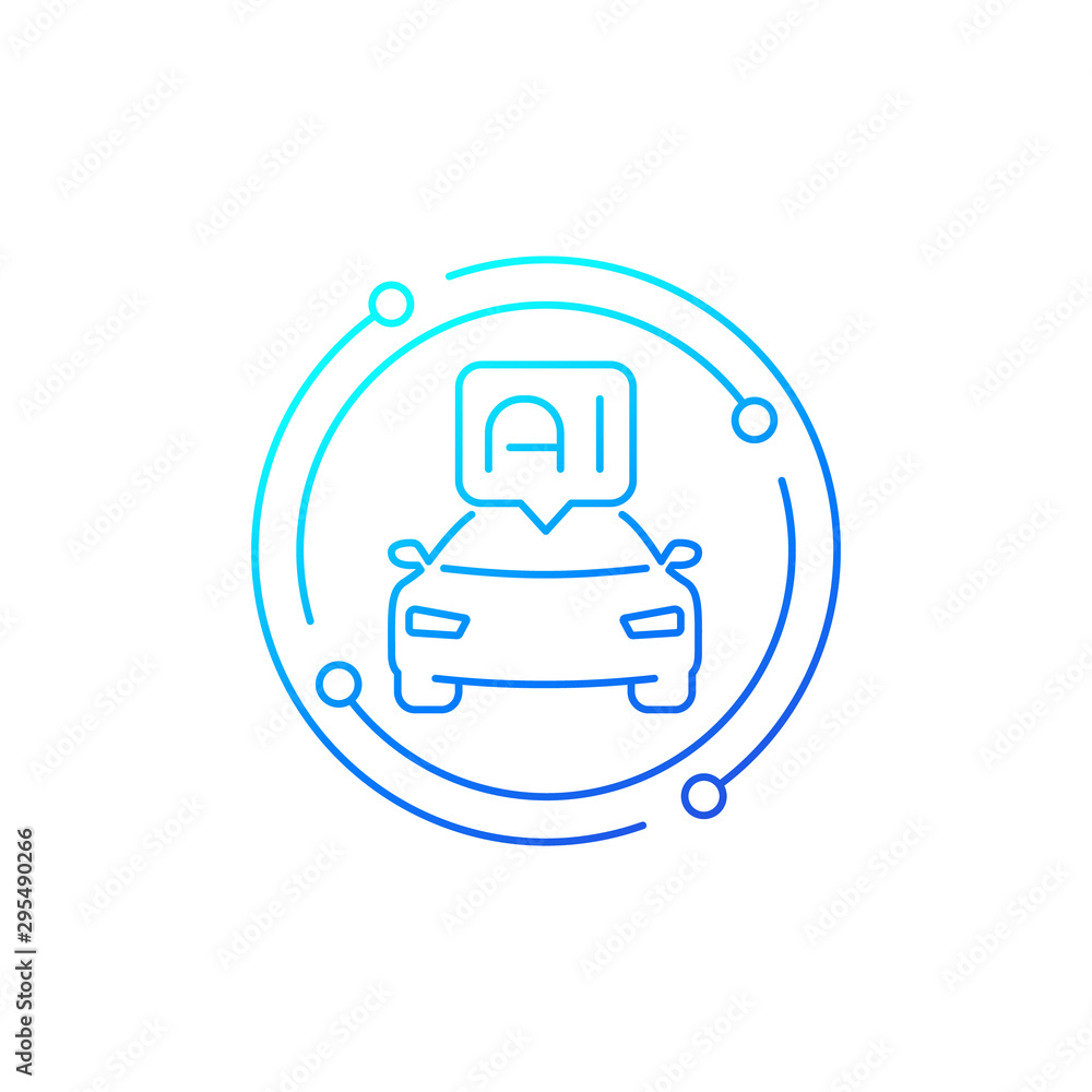 autonomous car with AI, line icon, vector Stock Vector | Adobe Stock