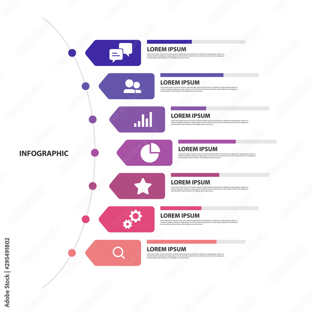 Infographic design with 7 step, Infographic business concept, Flow ...