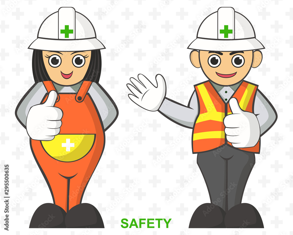 Safety Boy And Girl Cartoon - Vector Stock Vector | Adobe Stock
