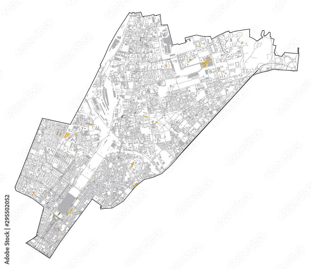 Satellite map of Milan, streets and building of area number 2 ...