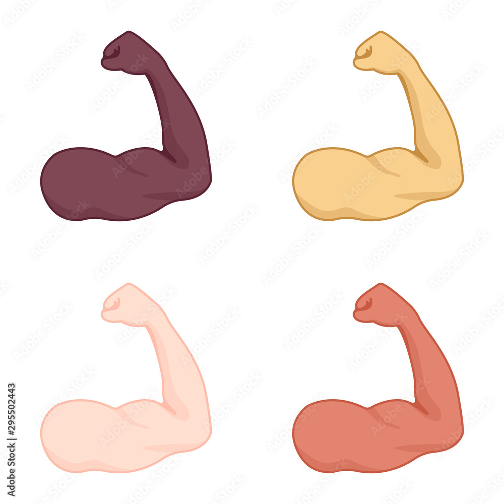 Set of strong arms with biceps muscle with skin color option ...