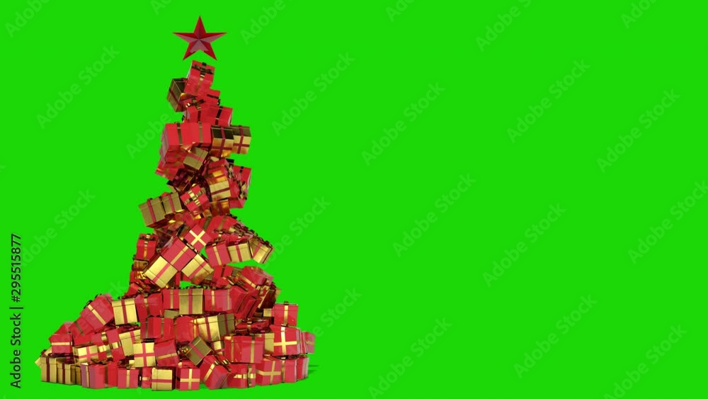 Christmas tree of gifts appearing. Merry Christmas and Happy New Year ...