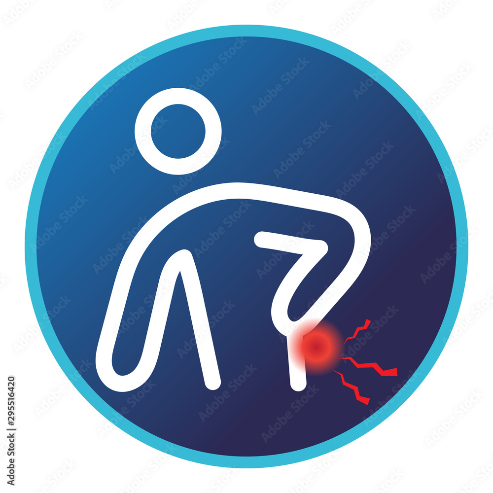 Injury of the back pain icon, concept symptom of back and pelvic injury ...