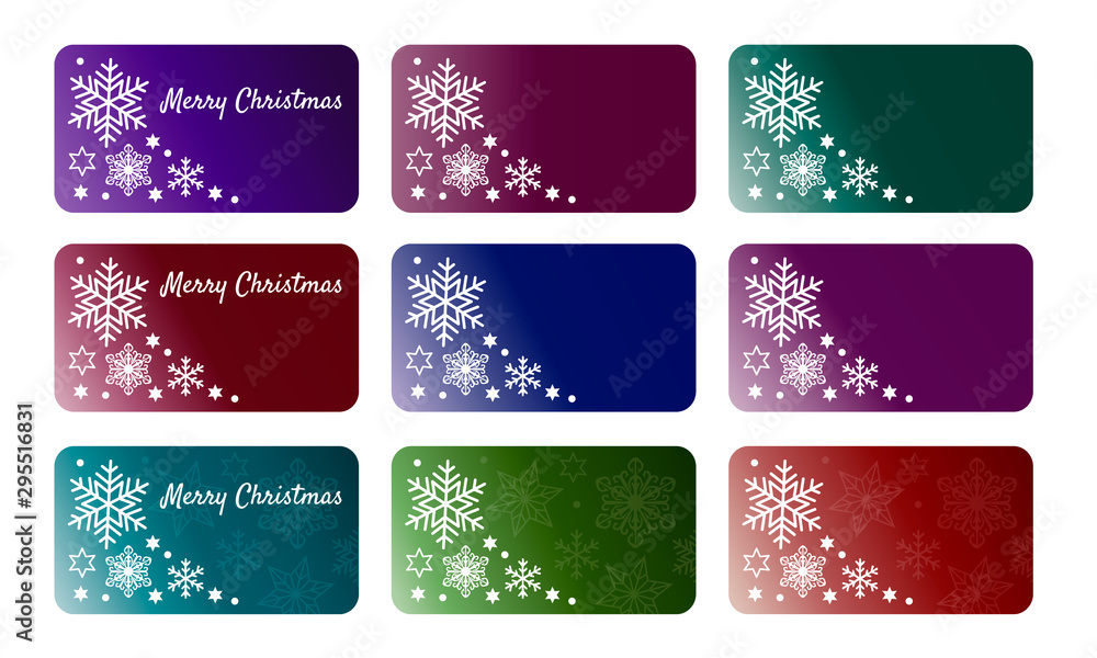 Collection of nine christmas gift tags with white various snowflakes ...