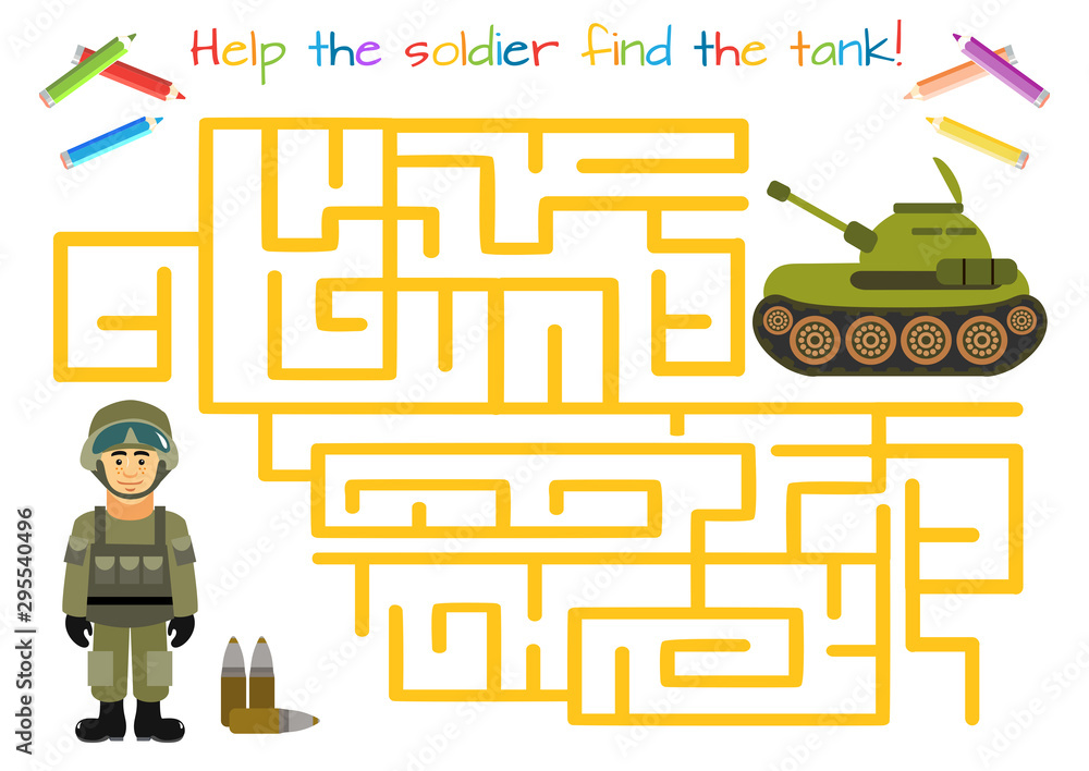Man in military uniform. Soldier. Educational game for children ...
