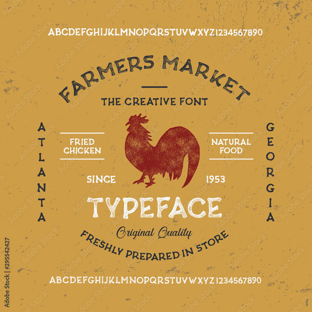 Farmers Market font. Original handmade alphabet. Vintage font design ...