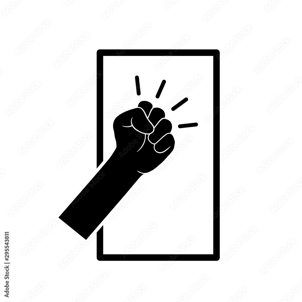 Hand knocking on door logo icon, fist knocking sign - for stock Stock ...