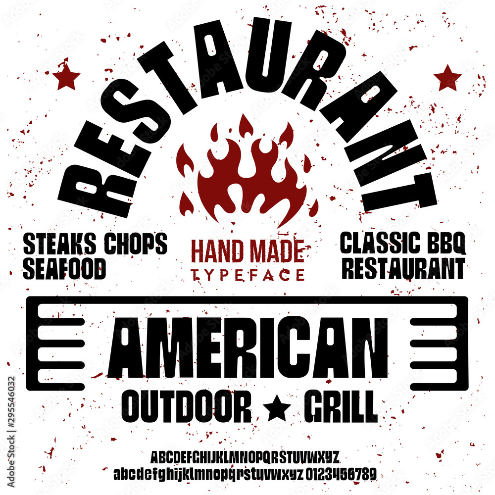 Hand drawn font for cafes, bars, restaurants where meat is eaten ...