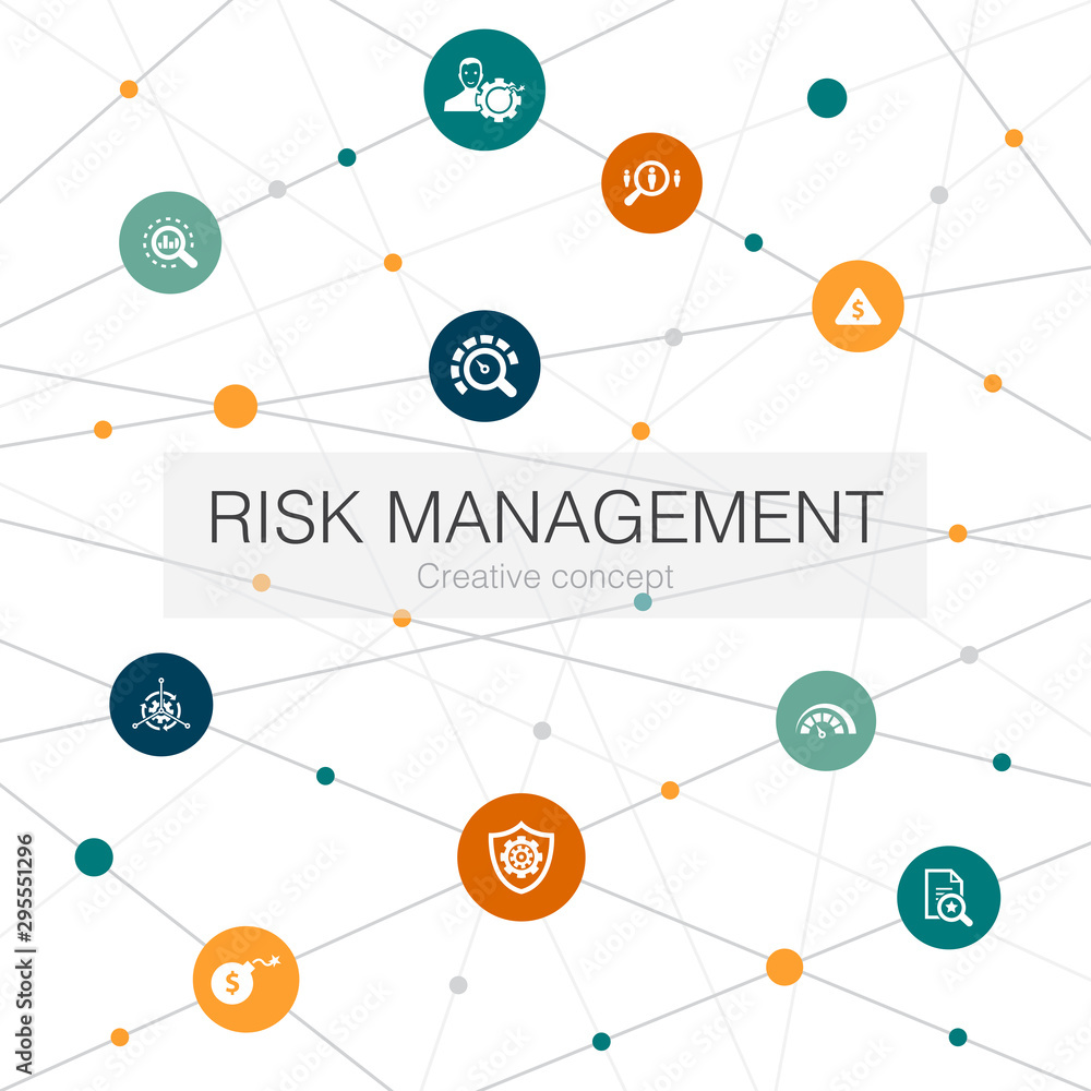 Vetor de risk management trendy web template with simple icons ... Vetor de risk management trendy web template with simple icons ...