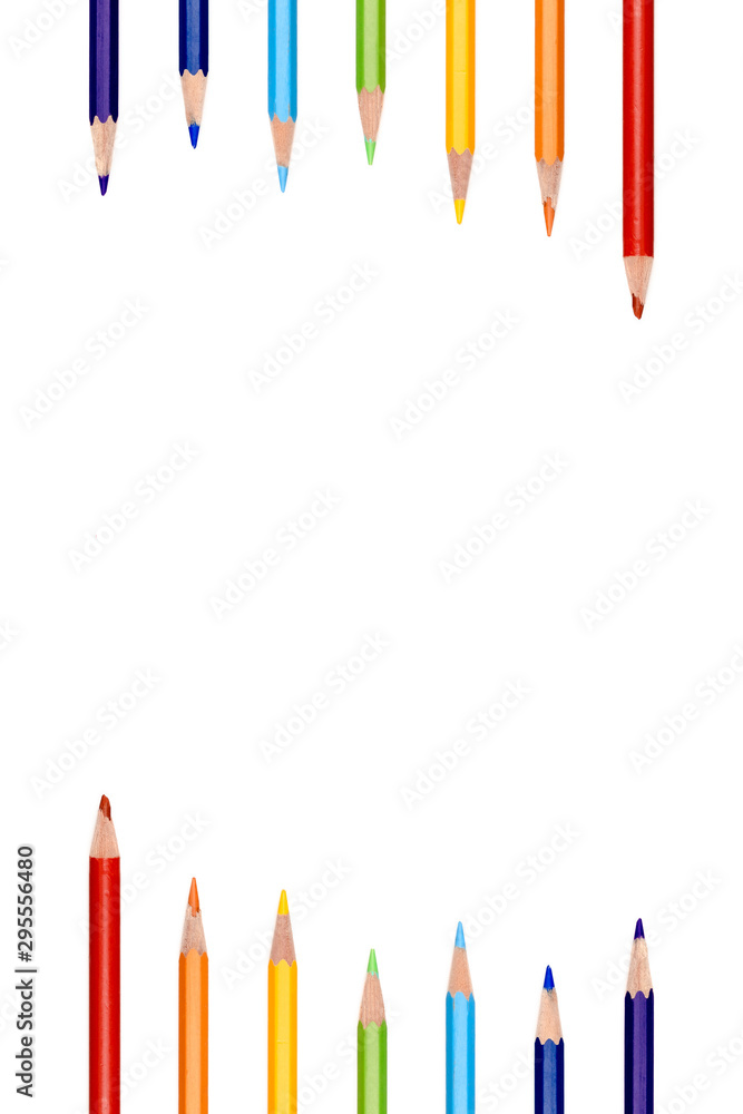 Colorful rainbow pencil color frame border background. Colorful pencil ...