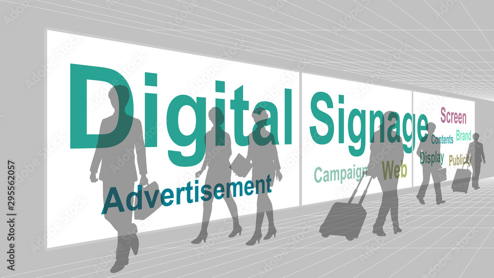 Digital signage (Multi-Monitor) in aisle Stock Vector | Adobe Stock