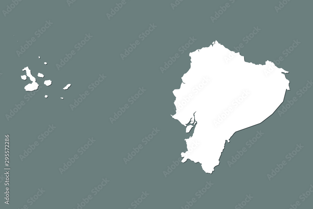 Ecuador vector map with integrated land area using white color on dark ...