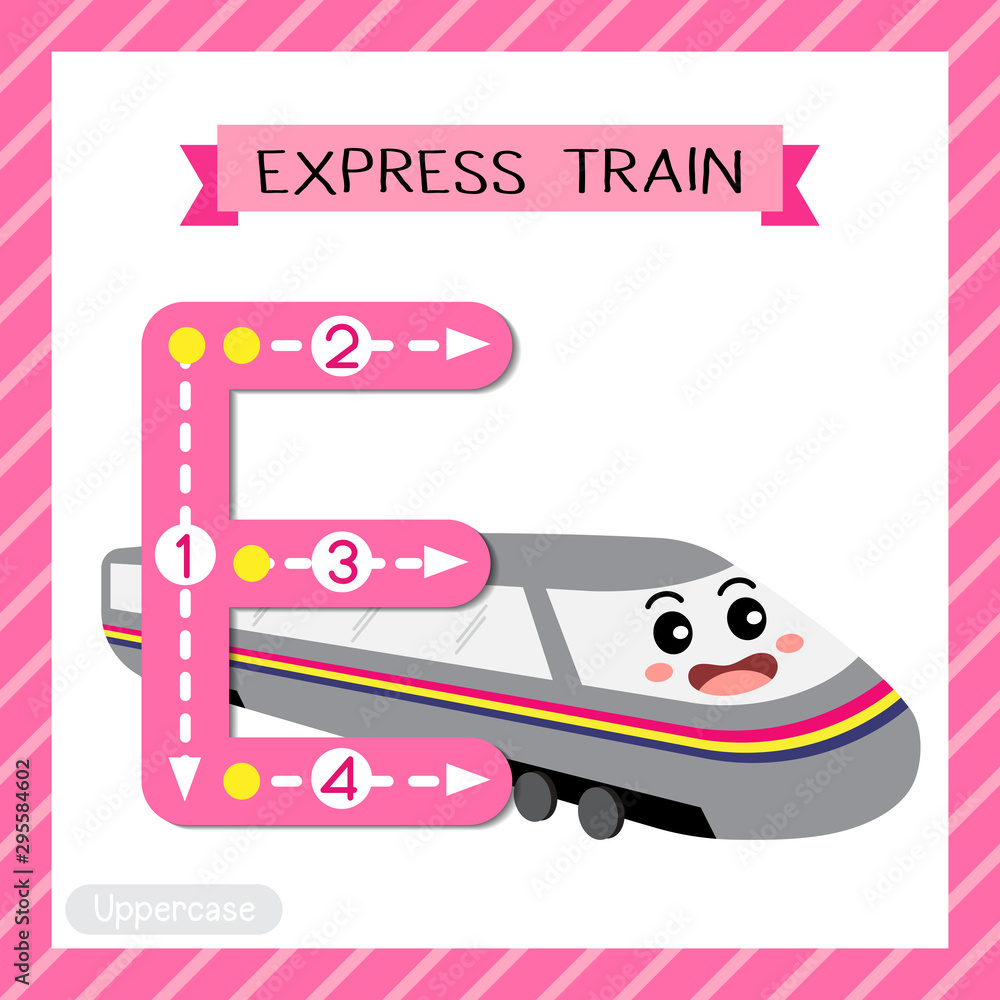 Letter E uppercase tracing. Express Train Stock Vector | Adobe Stock
