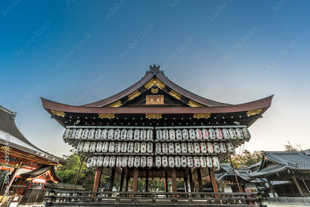 Maidono (Dance Hall) of Yasaka Jinja Shinto Shrine. Hanging Lanterns ...
