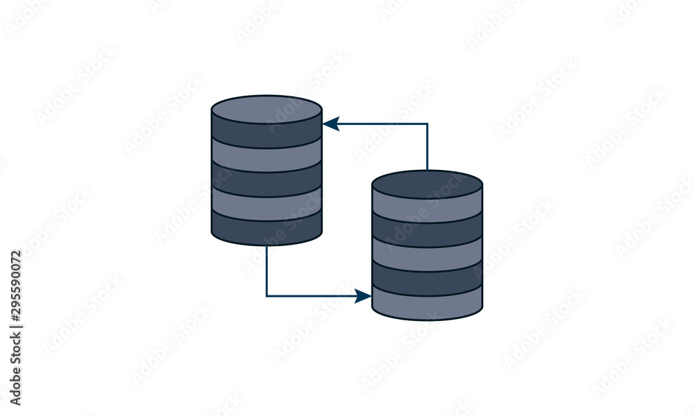 Database transfer icon for transferring data between systems Stock Vector | Adobe Stock