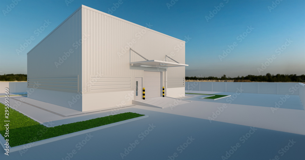 Warehouse or industry building exterior. Use as distribution center for ...