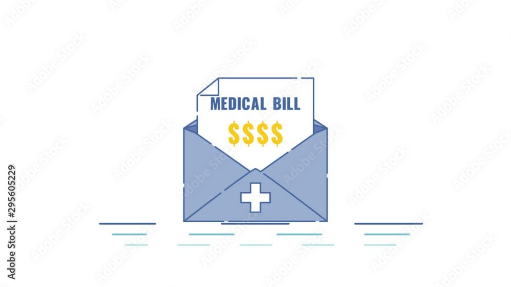 Receiving huge medical bill for treatment. Seamless looped cartoon ...