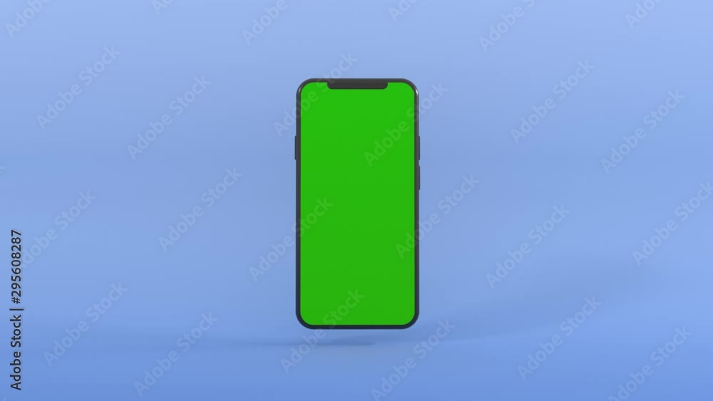 3D realistic computer render mobile phone with green screen rotate from ...