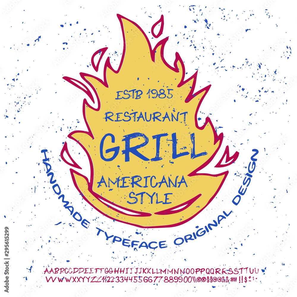 Vetor de Hand drawn font for cafes, bars, restaurants where meat is ...