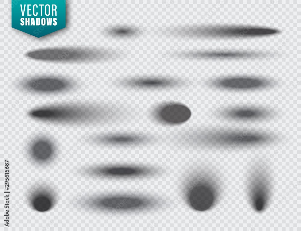 Vector shadows set on transparent background. Realistic isolated shadow ...