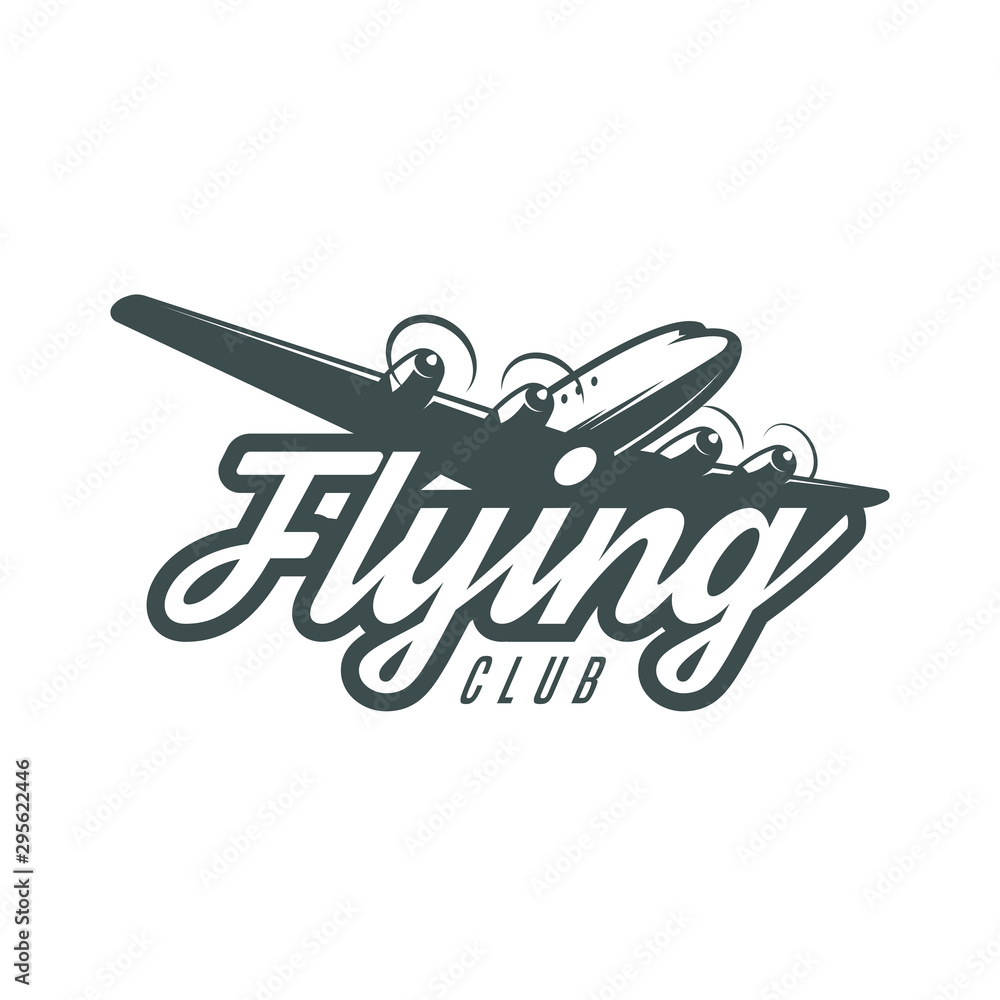 Flying club. Retro logo, emblem, badge. T-shirt print. Stock Vector ...