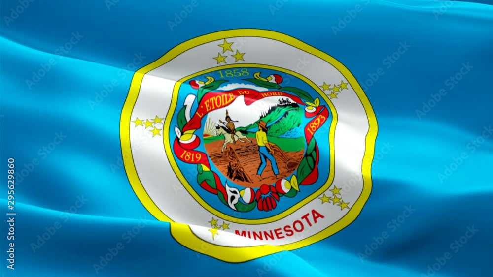 Minnesota flag video waving in wind. Realistic US State Flag background ...
