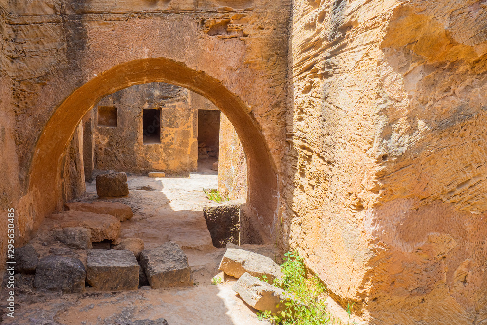 Island of Cyprus. The Town Of Paphos. Ancient ruins. Royal tombs of ...