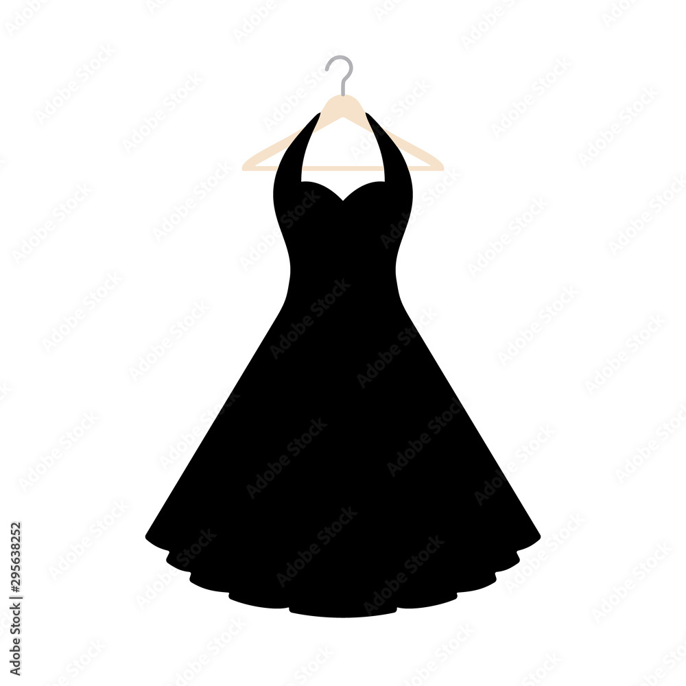 Vector Illustration Of An Isolated Vintage Style Halterneck Dress On A Coat Hanger Stock Vector
