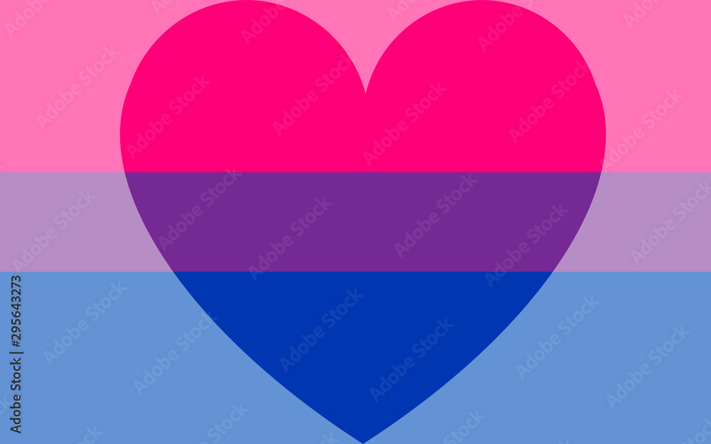 Vector Illustration lgbt bisexual flag with a heart. bisexual love concept. pride flag and LGBT ...