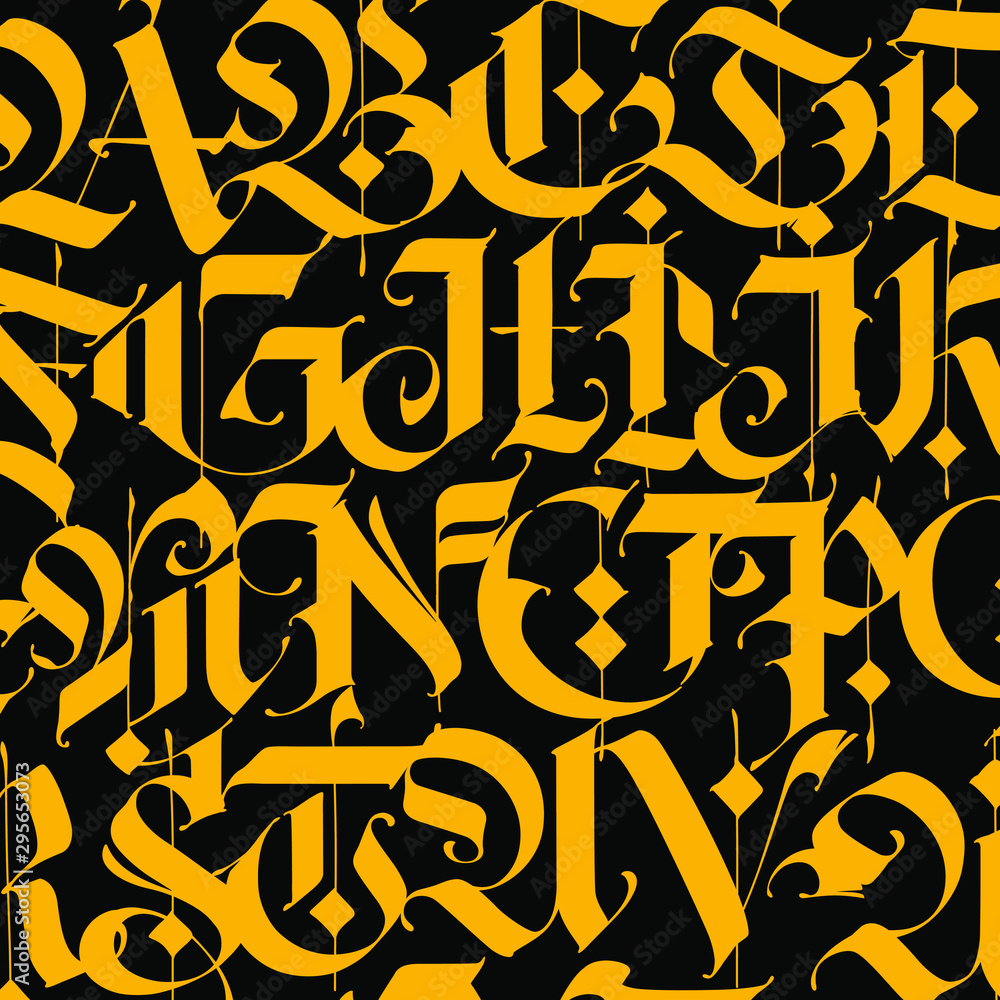 Pattern, ornament in the Gothic style. Vector. Alphabet. Symbols are ...