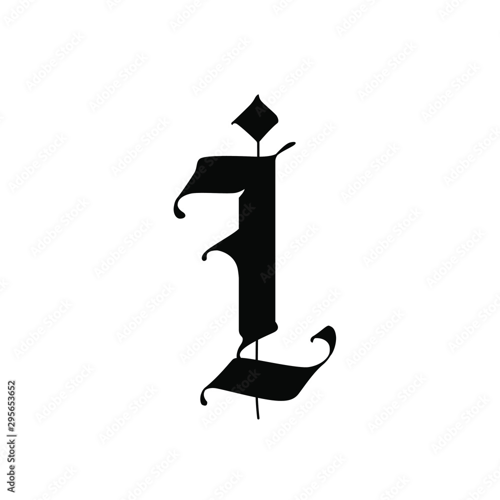 Letter I, in the Gothic style. Vector. Alphabet. The symbol is isolated ...