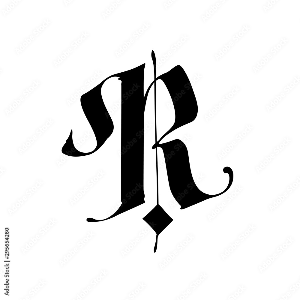 Letter R, in the Gothic style. Alphabet. The symbol is isolated on a ...