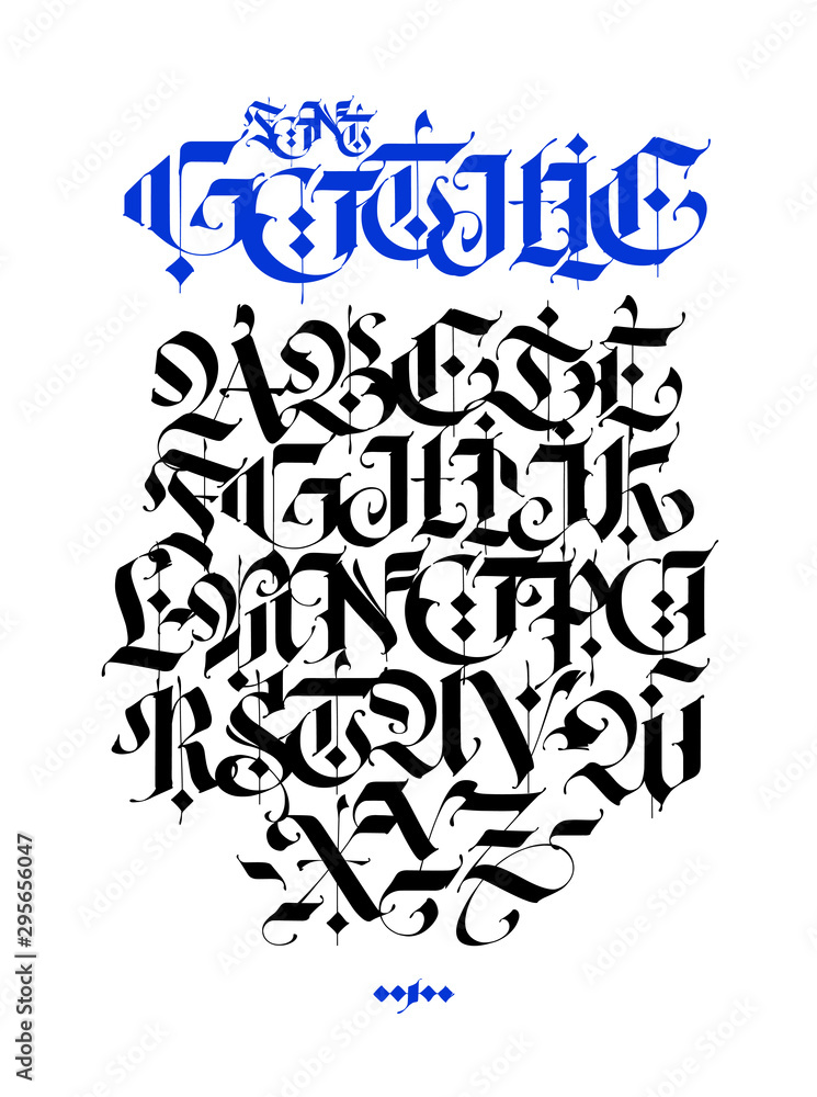 Gothic, English alphabet. Font for tattoo, personal and commercial ...