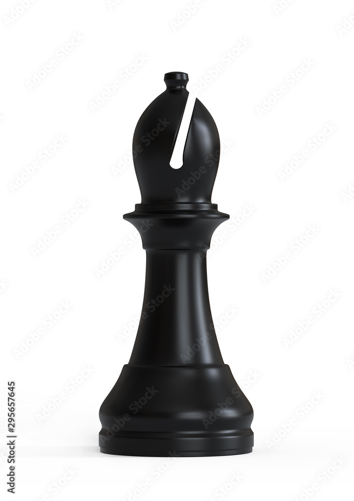 Black bishop chess piece isolated on white background. Chess game figurine. Chess pieces. Board ...