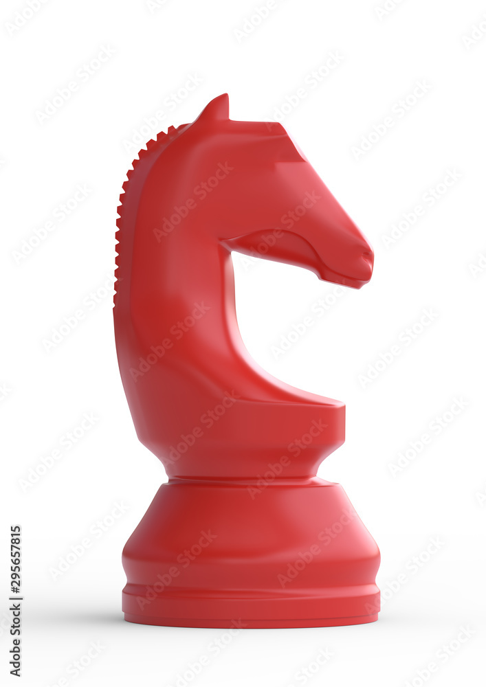 Red knight chess piece isolated on white background. Chess game ...