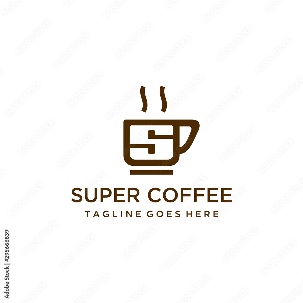 Coffee logo design Vector with letter S sign illustration template ...