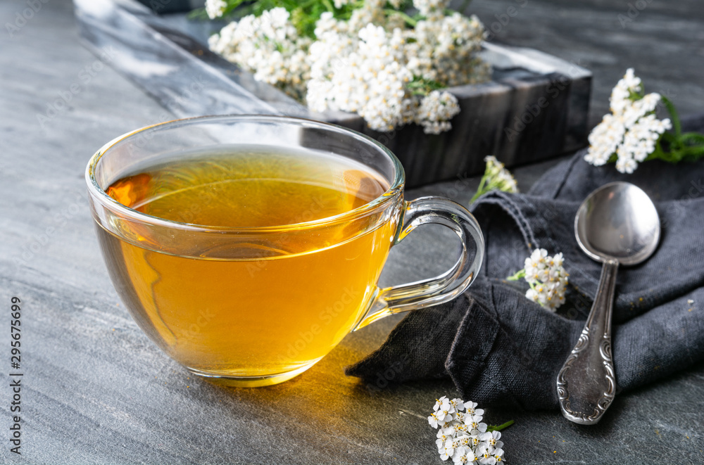 Medicinal herbal tea made from Yarrow, remedy for wound healing Stock ...
