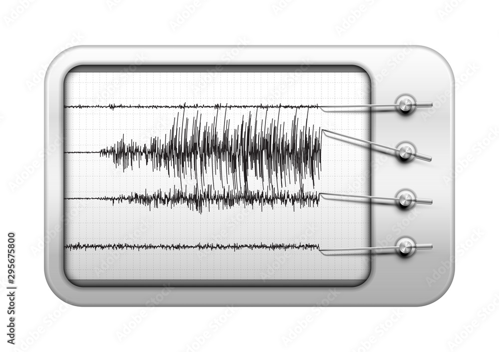 Seismograph recording seismic activity and detecting an earthquake ...