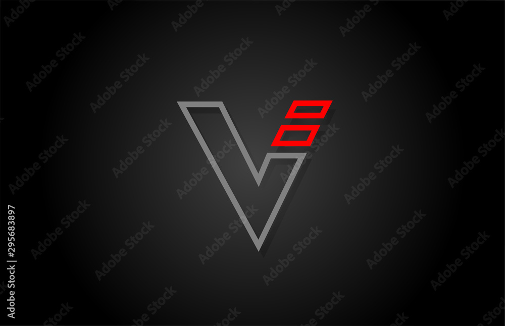 alphabet line V letter red black for company logo icon design Stock ...