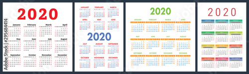 Calendar 2020 year set. Vector square and vertical calender design ...