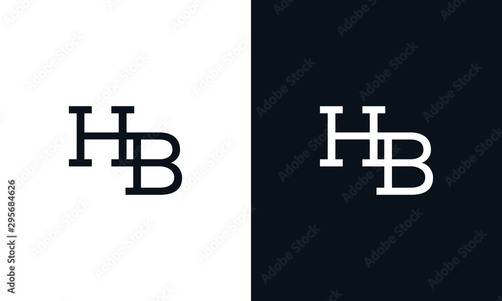 Minimalist line art letter HB logo. This logo icon incorporate with two ...